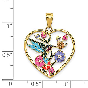 IceCarats 14K Yellow Gold Hummingbird Flowers Heart Love Necklace Bird Pendant Charm Only