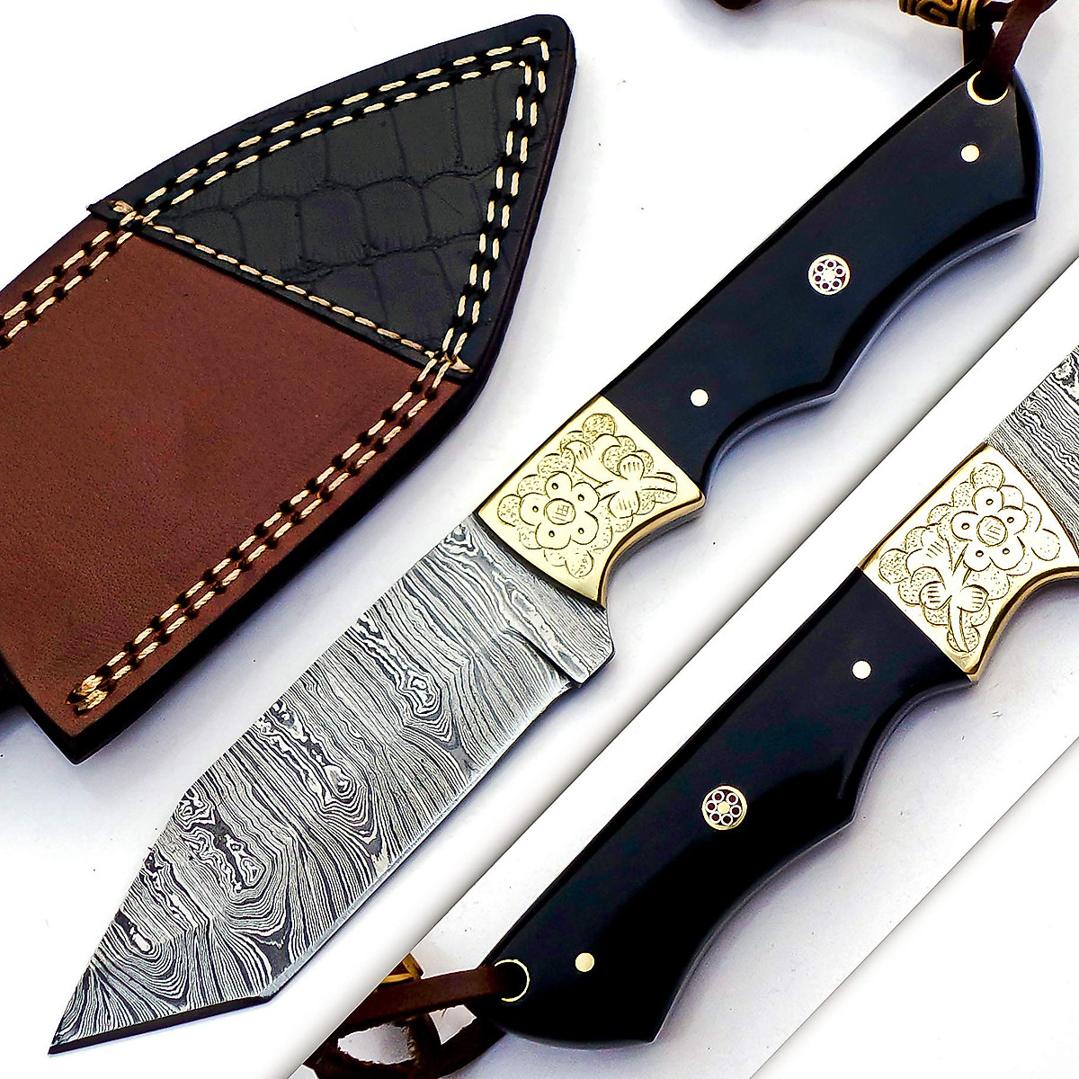 Damascus Steel fixed Blade Tanto Knife Hunting Camping outdoor Sports. SM147