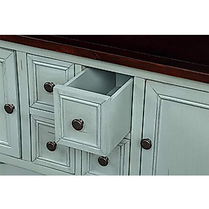 Danxee Wood Buffet Storage Cabinet Console Table with Storage Shelf 4 Storage Drawers and Cabinets Living Room Kitchen Dining Room Furniture (Antique Blue)