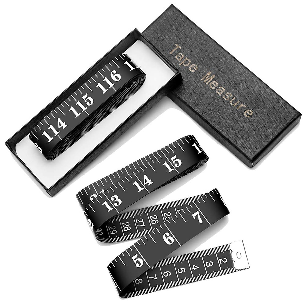 Tape Measure Body Measuring Tape, 120 Inch Soft Fabric Measuring Tape for Sewing Cloth Measurement, Double Scale Tailor Ruler for Weight Loss Medical Measurement Nursing Craft(2 Pack/Black)