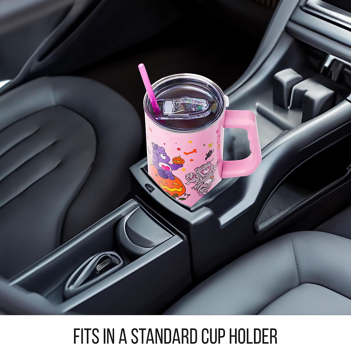 Silver Buffalo Care Bears Tumbler - Harmony, Cheer, Share & Trick-or-Sweet Bears - Stainless Steel, 40 Ounces, Fits Standard Cup Holder