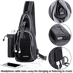 AmHoo Sling Backpack Chest Shoudler Crossbody Bag Water Resistant Hiking Daypack Small Red