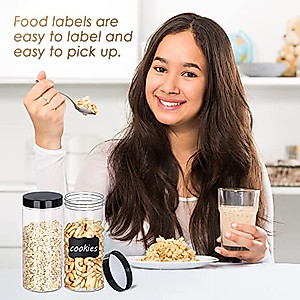 OUSHINAN Plastic Jars with Screw On Lids, Pen and Labels Refillable Empty Round Slime Cosmetics Containers for Storing Dry Food, Makeup, Slime, Honey Jam, Cream, Butter, Lotion… (18PCS 16OZ Black)