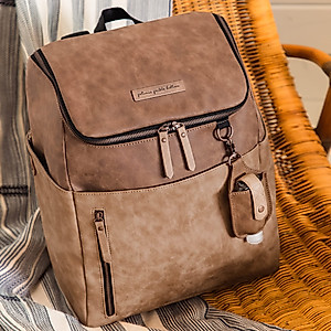 Petunia Pickle Bottom Tempo Backpack, Designed for Busy Families, Attaches to Stroller or Suitcase, Spacious Main Compartment, Brioche