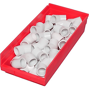 Akro-Mils 30158 Plastic Nesting Shelf Bin Box, (18-Inch x 8-Inch x 4-Inch), Red, (12-Pack)