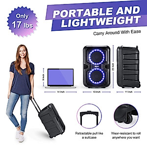 ABRATO Karaoke Machine for Adults & Kids – Bluetooth Speakers with Dual 8" Subwoofer & DJ Lights – Bonus 2 Wireless Microphones - Ideal for Home Party Camping Singing