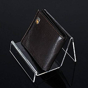 5 Pack Clear Acrylic Wallet Display Stand Retail Store Holder Shelf For Glasses,Wallet Display Office Display Risers For Phone,Greeting Cards,Business Cards,CD Organizer (Small)