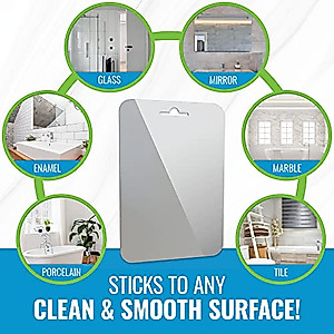 Stratazon Shower Mirror Fogless for Shaving, New Anti-Fog Replaceable Shields, Hard Water Resistant, 3m Razor/Mirror Hook, Ultra Suction, Easy Install, Shower Mirror, Large (7x10)