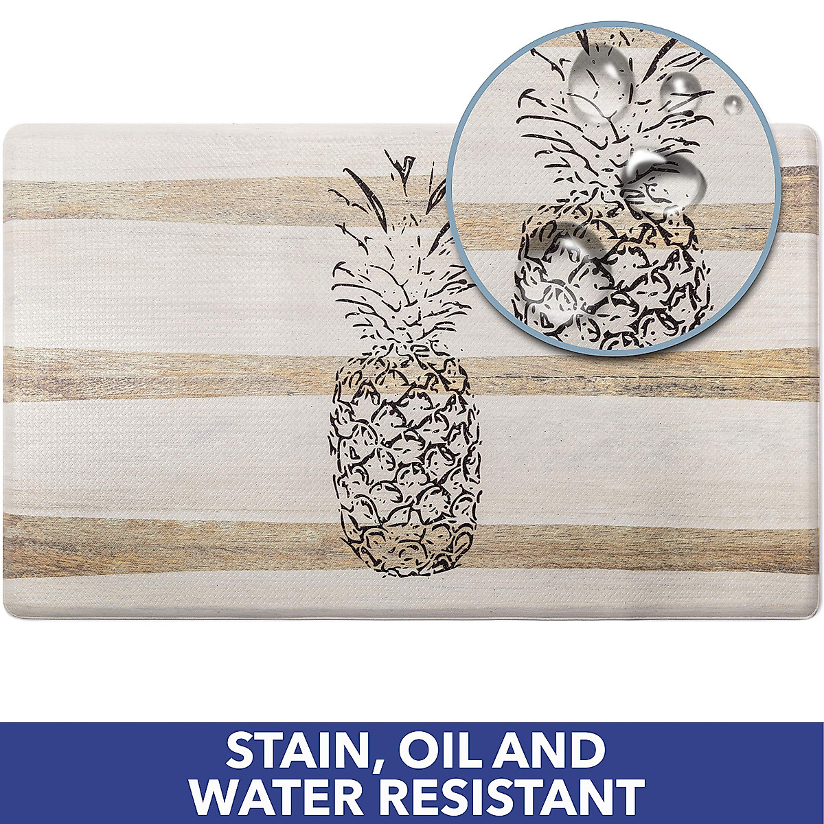 SoHome Cozy Living Anti-Fatigue Kitchen Mat, Kitchen Mats Rug for Floor, Farmhouse Themed-Non Slip, Stain Resistant, Easy Clean, 1/2 Inch Thick Comfort Chef Mat, 20" x 36", Pineapple