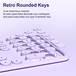 Wireless Keyboard and Mouse, XTREMTEC 2.4G Full Size Wireless Keyboard Mouse Combo - Ultra Slim Silent Cute Computer Keyboard with USB Receiver for Windows, OS, PC, Desktop, Mac, Tablet (Purple)