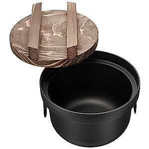 Ikenaga Ironwork 312714 Rice Pot, 3 Cups, Induction Compatible, Rice Cooking, Made in Japan, Black