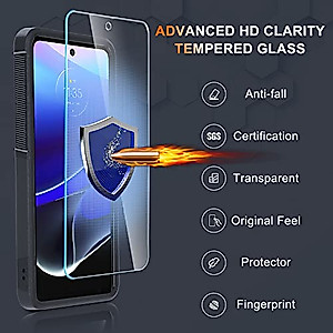 Motorola Moto G Stylus 5G 2022 Case with Tempered Glass Screen Protector,Heavy Duty Rugged Shockproof Full Body Protective Phone Cover,Black Matte