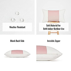 Hofdeco Coastal Patio Indoor Outdoor Lumbar Pillow Cover ONLY for Backyard, Couch, Sofa, Velvet Pink Wide Striped, 12"x20"