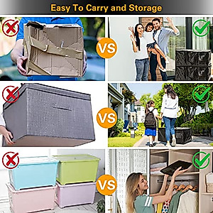 Fixwal Large Moving Storage Bags with Backpack Straps Strong Handles & Zippers, Black Foldable Heavy-Duty Tote for Space Saving, Alternative to Moving Boxes, Plastic Storage Bins (Set of 5)