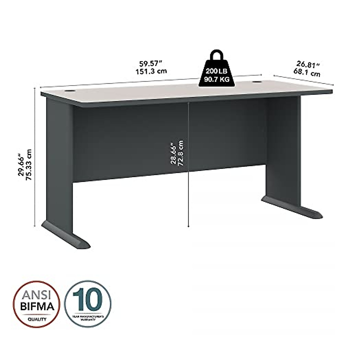 Bush Business Furniture Series A Home-Office-desks, 60W, Slate