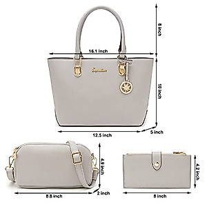 Soperwillton Women Handbags Wallet Tote Bag Shoulder Bag Top Handle Satchel 3pcs Purse Set