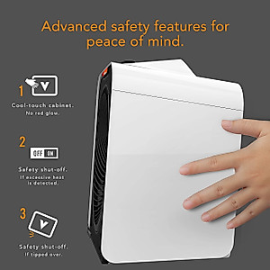 Vornado Velocity 3 Space Heater with 3 Heat Settings, Adjustable Thermostat, and Advanced Safety Features, White, Small