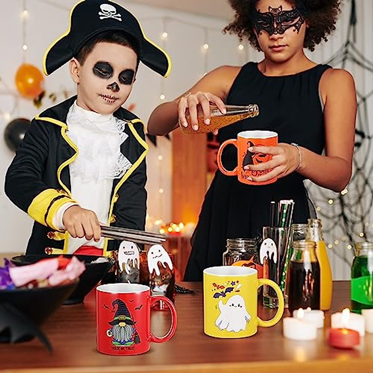 Maxdot 8 Pieces Halloween Mugs 12oz Mug Set Halloween Coffee Mugs with Handle Halloween Ceramic Matching Mugs for Home School Office Table Centerpieces Housewarming Holiday Party Gift