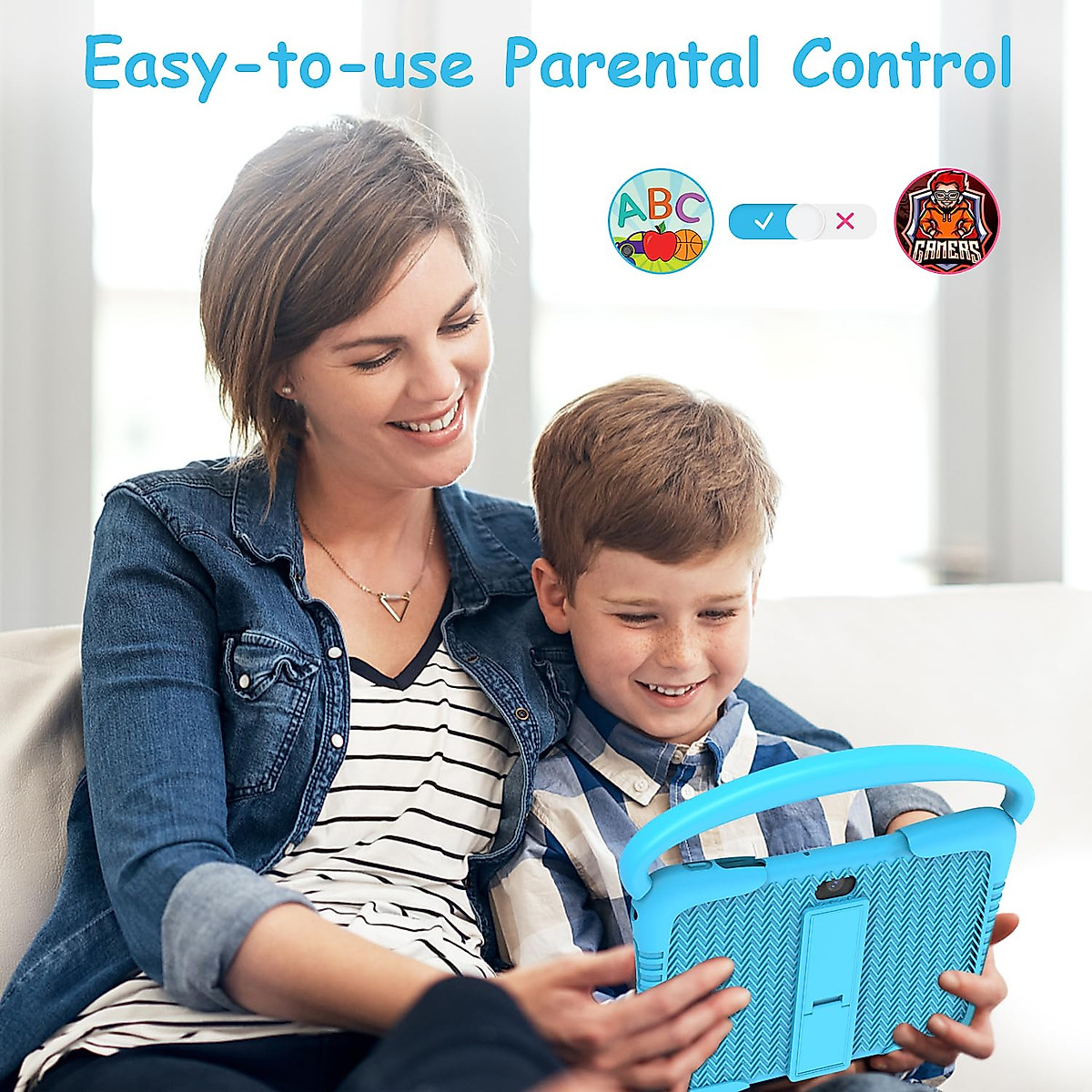 Kids Tablet, 7 Inch Tablet for Kids, Android 12.0 Parental Control Kid Content Tablet, 2GB 32GB(SD to 128GB), Eye Protection Mode, Dual Camera, WiFi, Google Store, Case with Stand, Blue