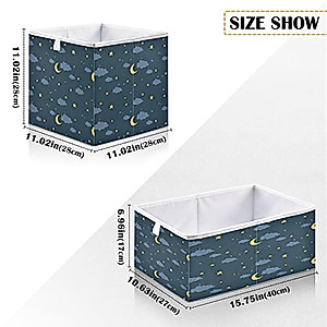 ALAZA Foldable Storage Bins, Night Sky with Moon Stars and Cloud Storage Boxes Decorative Basket for Bedroom Nursery Closet Toys Books