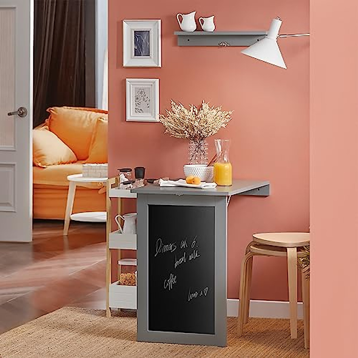Haotian Murphy Desk Wall-Mounted Table Folding Kitchen & Dining Table, Gray FWT20-HG