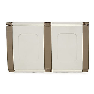 Homeplast Regular 52.83 Gallon Capacity Indoor Outdoor Heavy Duty Plastic Deck Box Storage Trunk, Beige/White