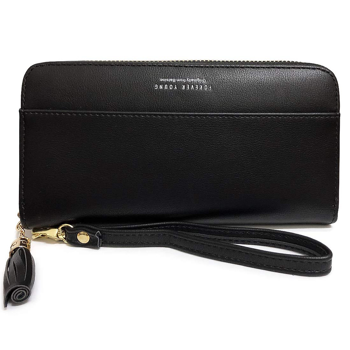 Wallet-NEWANIMA Women Multi-card Two Fold Long Zipper Clutch Purse (Style10-Black)