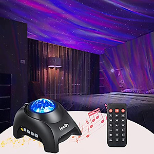 Leoity Star Projector for Bedroom, Aurora Projector with Remote Control; 3-in-1 Nothern Light Projector with Bluetooth Speaker, Built-in White Noise and Timer for Both Kids and Adults - Black