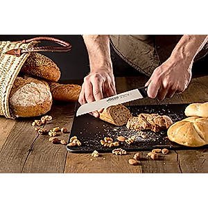 ARCOS Bread Knife 8 Inch Stainless Steel. Kitchen Serrated Knife with Ergonomic Polyoxymethylene Handle and 240mm Blade. Series Universal. Color Black