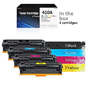 410A 410X Standard Yield Toner: 4-Pack Compatible for HP 410A CF410A CF410X Cartridge for Color Pro MFP M477FNW M477FDN M477FDW M452DN M452DW M452NW MFPM377DW M377DW Printer(Black Cyan Yellow Magenta)