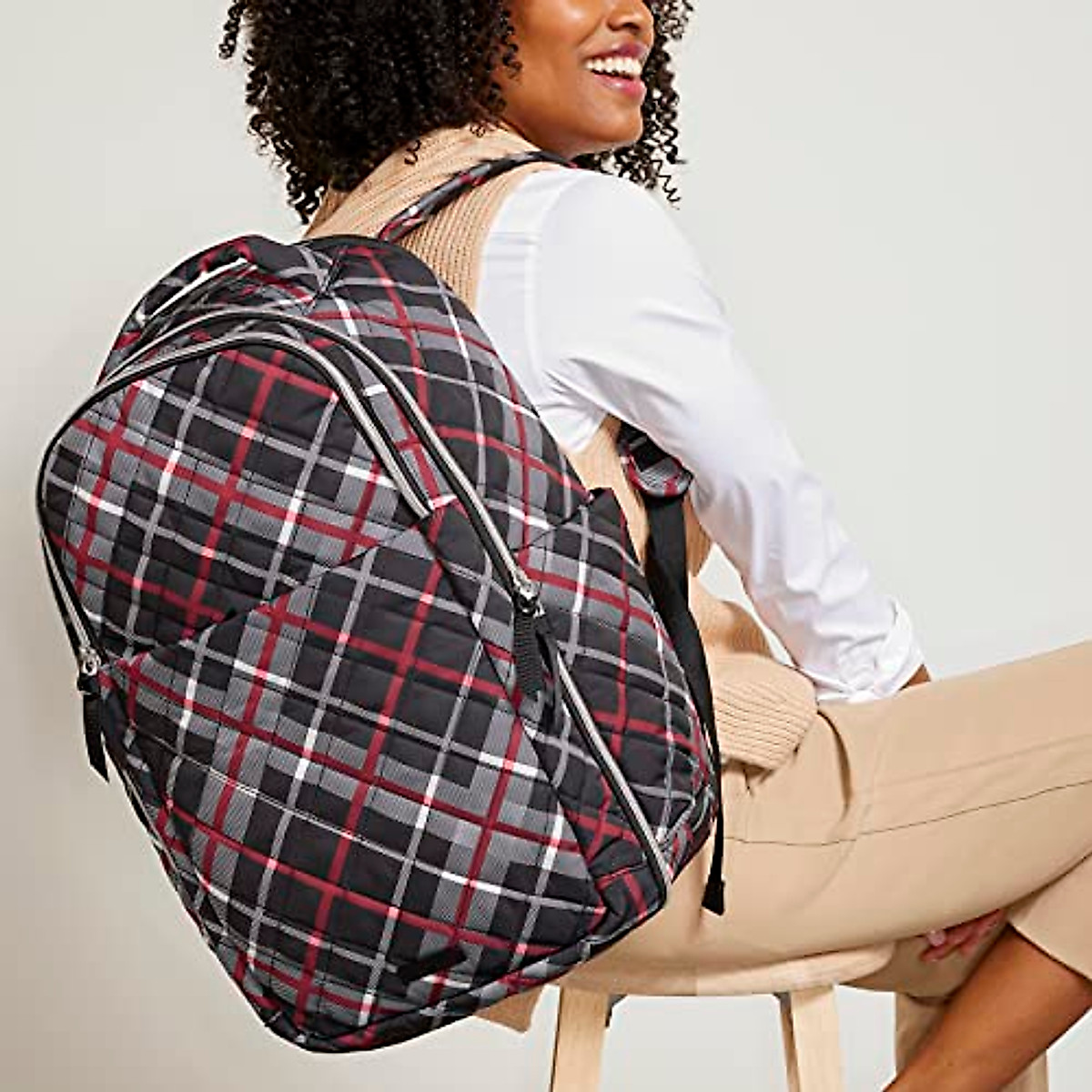 Vera Bradley Women's Performance Twill Travel Backpack Travel Bag, Peach Blossom Bouquet, One Size