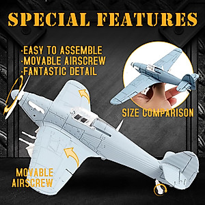 ViiKONDO 1/48 WWII UK Hurricane Fighter British Aircraft Military Warplane Model Building Kit DIY Assembly Jet Toy Airplane (01)