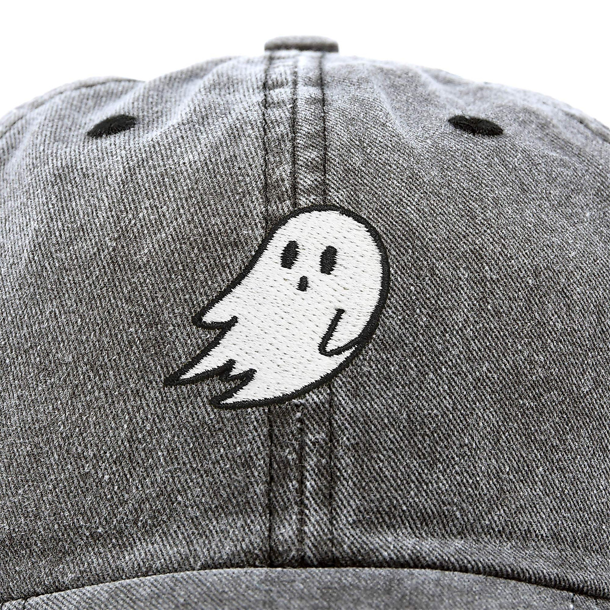 DALIX Ghost Embroidery Dad Hat Baseball Cap Cute Halloween in Black-Vintage