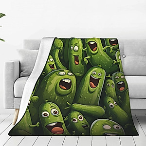 Turamurra Pickle Blanket Funny Gift for Girl Women Comfy Plush Cartoon Pickles Fleece Throws Food Lightweight Sheet Super Soft Teen Kid Quilt Flannel Blankets for Bedding Sofa 60x50 Inches