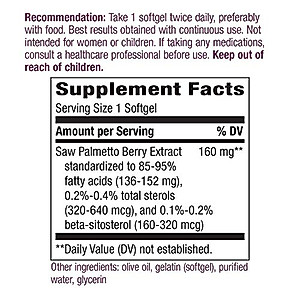 NATURE'S WAY SAW PALMETTO EXTRACT, 60 SGEL- 3 Pack