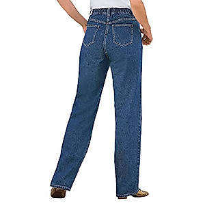 Woman Within Women's Plus Size Petite Perfect Cotton Back Elastic Jean - 22 WP, Medium Stonewash Blue