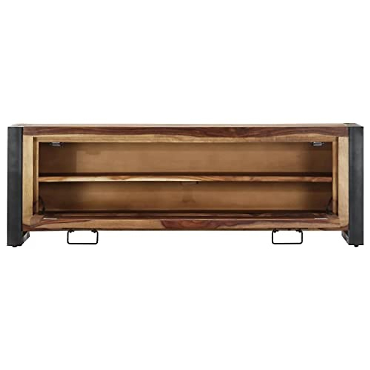 vidaXL Solid Wood Sheesham Shoe Cabinet Storage Side Shoe Rack Bench Box Organizer Cabinet Hallway Entryway Home Indoor Furniture Steel