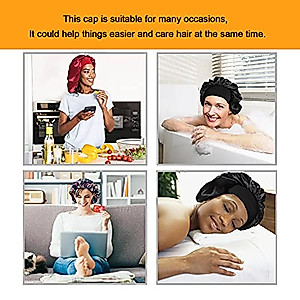 Awegeo 2 Pcs Long Satin Bonnet Sleep Cap, Extra Large Silk Bonnet for Natural Hair, Curly Hair, Long Braids Bonnets for Black Women Night Sleep with Soft Wide Elastic Band