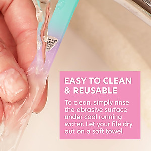 Glass Nail File with Case, Czech Glass Fingernail Files, Manicure Nail File for Natural Nails, Expert Precision Filing + Smooth Finish - Bona Fide Beauty Pastel Premium Nail Filer