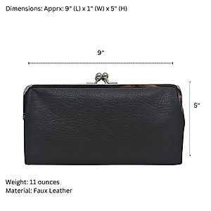 Double Frame Vintage Style Clutch Purse Wallet, Clutch Purses for Women, Wallet Women, Clutch, Travel Wallet Womens (Black)