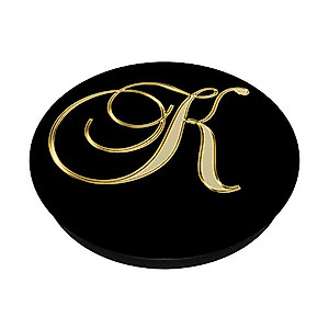 Monogram Initial Letter K Gold and Black PopSockets PopGrip: Swappable Grip for Phones & Tablets