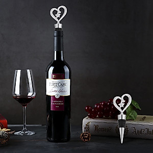 12 Pieces Heart Wine Stoppers Wedding Bridal Favor for Guests Silver Heart Wine Bottle Stoppers Heart Champagne Stoppers Wine Savers Metal Wine Cork Holder Plugs with Gift Boxes for Wedding Party