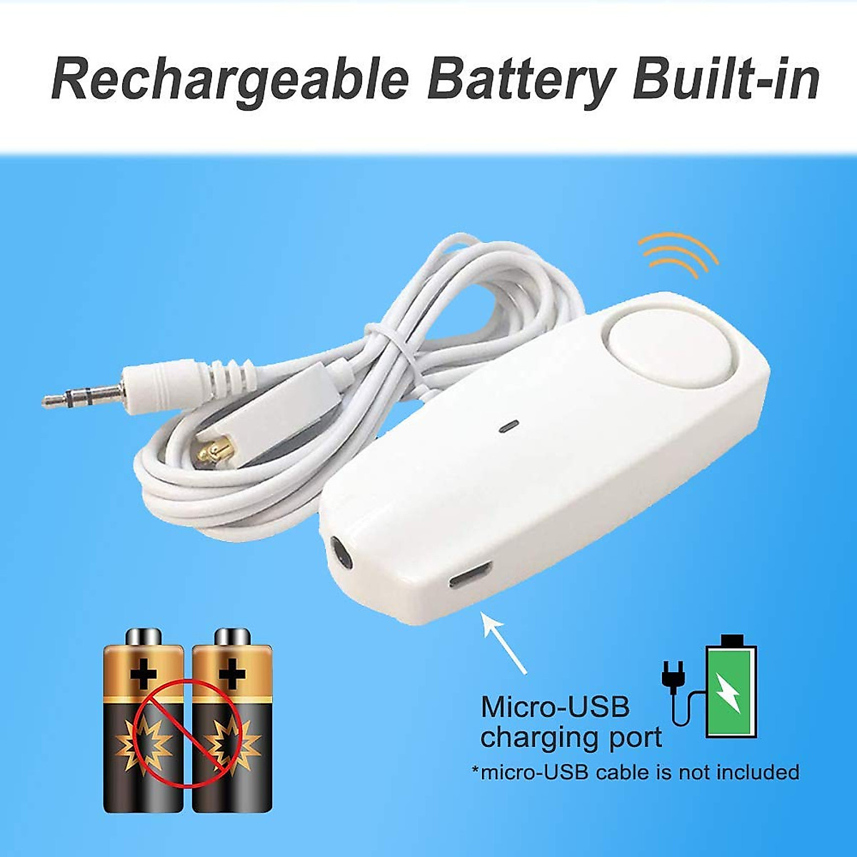 Water Alarm Sensor with 80dB Loud Sound WiFi Leak Detector, Overflow Leak Alarm, Remote Monitoring leaker for Water Heater Basement Sewage Pump, TUYA/Smart Life APP Notification