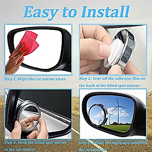 OBTANIM 4 Pack Blind Spot Car Mirror 2 Inch Angle Adjustable HD Glass Round Side Rear View Convex Accessories with Frame for Car SUV Trucks Motorcycles