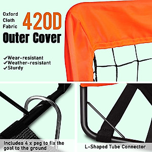 Portable Soccer Goal, Soccer Net for Kids Backyard Training 4'x3', 1 Pack (Orange)