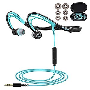 mucro Sports Headphones Over The Ear Headphones Wired for Running Exercise with Microphone Compatible Foldable Behind The Neck Headphones for Workout Jogging Gym Ear Buds