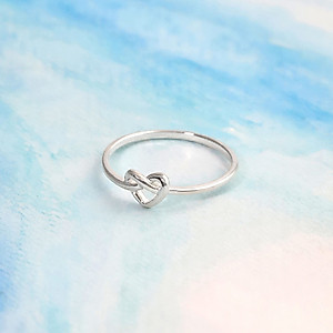 Boma Jewelry Sterling Silver Dainty Heart Knot Ring - Size 5