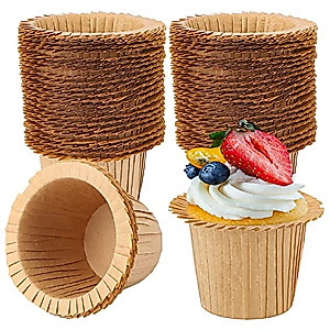 Suice Paper Cupcake Liners 50pcs, Disposable Muffin Baking Cups Natural Color Parchment Cupcake Liners Holiday Cupcake Wrappers Mini Cupcake Cups for Wedding Party Serving, Birthday Desserts,Gathering