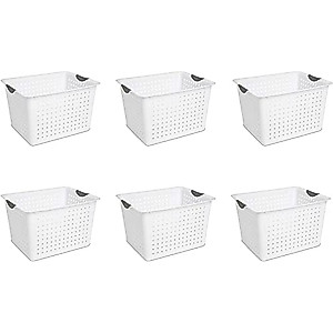 Sterilite 16288006 Deep Ultra Basket, White Basket w/Titanium Inserts, 6-Pack-2