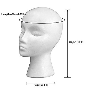 11" 3 Pcs Wig Head - Tall Female Foam Mannequin Wig Stand and Holder for Style, Model And Display Hair, Hats and Hairpieces, Mask - for Home, Salon and Travel
